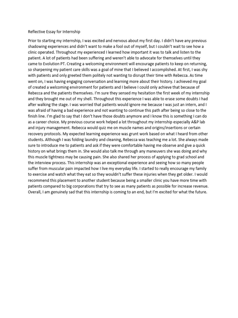 Reflective Essay For Internship | PDF | Internship | Job Hunting