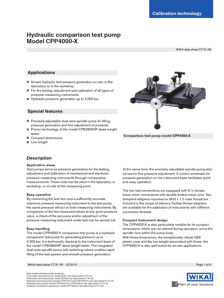 WIKA CPP4000-X DS - CT9109 - en - Co - 63882 | PDF | Calibration | Pump