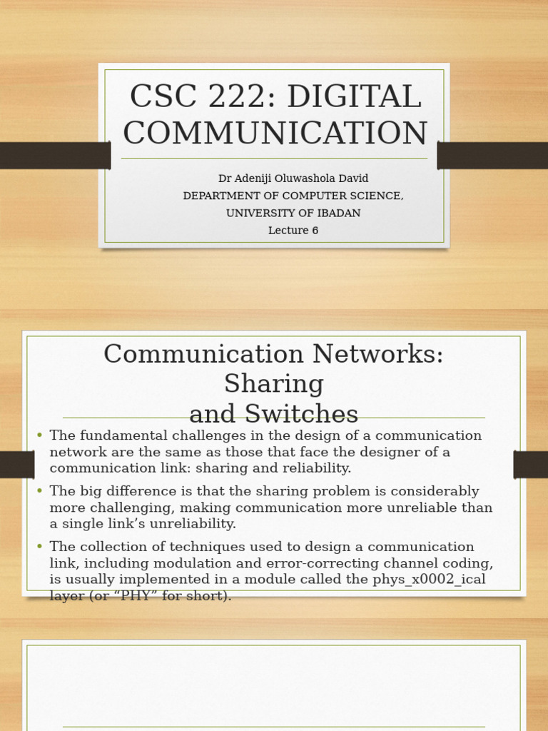 CSC 222 Digital Communication Lect 6 | PDF | Computer Network | Network Switch