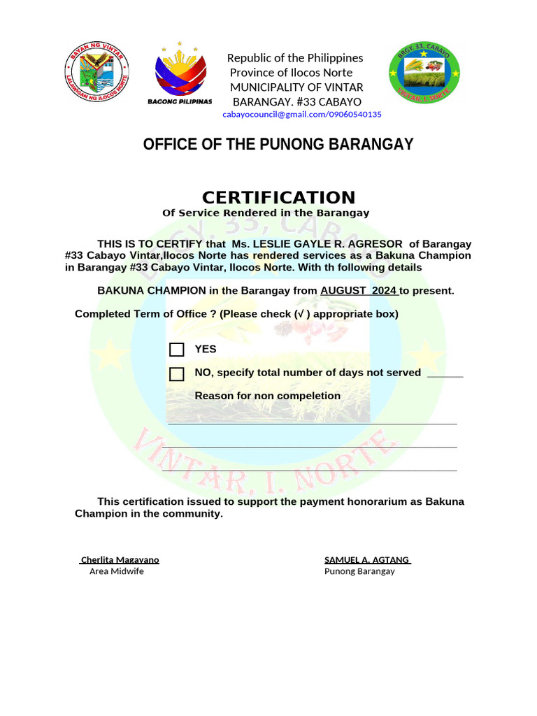 CERTIFICATE of BHW | PDF