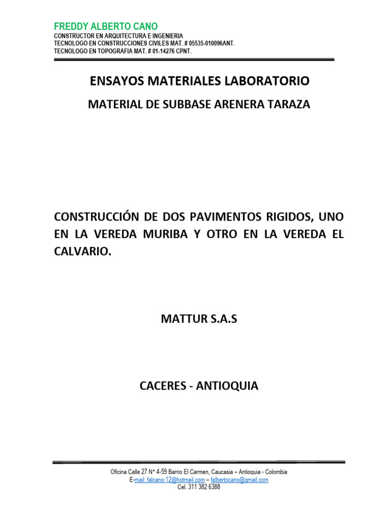 Ensayos Materiales Subbase | PDF