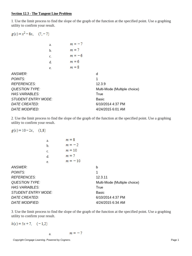 Section 12 3 the Tangent Line Problem | PDF | Derivative | Tangent
