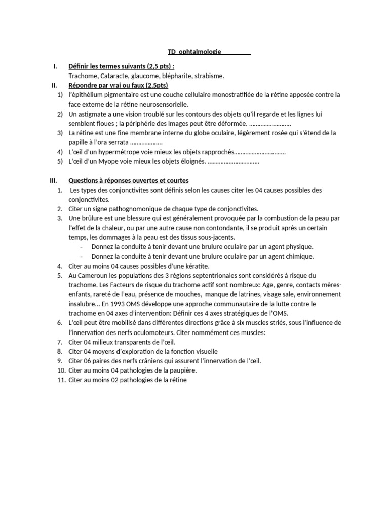 TD Opht IP3 | PDF | Glaucome | Ophtalmologie