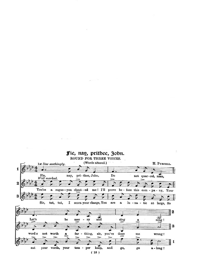 Fie Nay Prithee John - Purcell | PDF