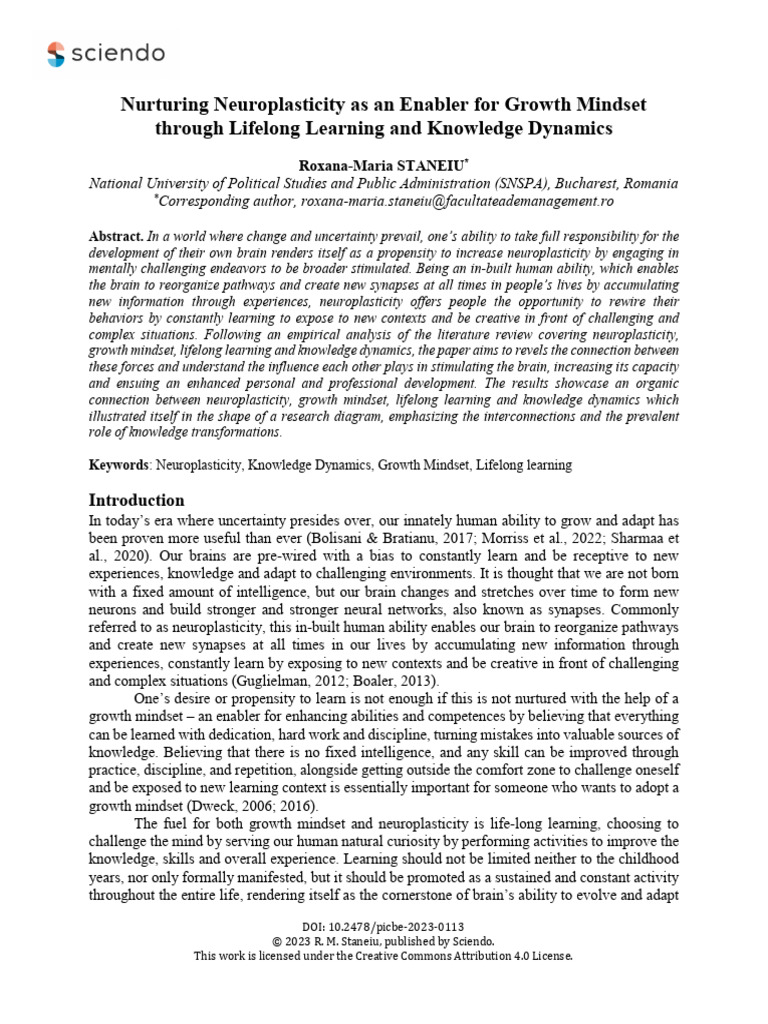 Neuroplasticity and Growth Mindset in Learning | PDF | Neuroplasticity ...