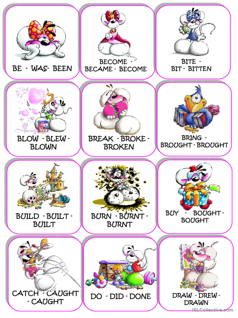 48 Irregular Verb Cards For Games + Review | PDF