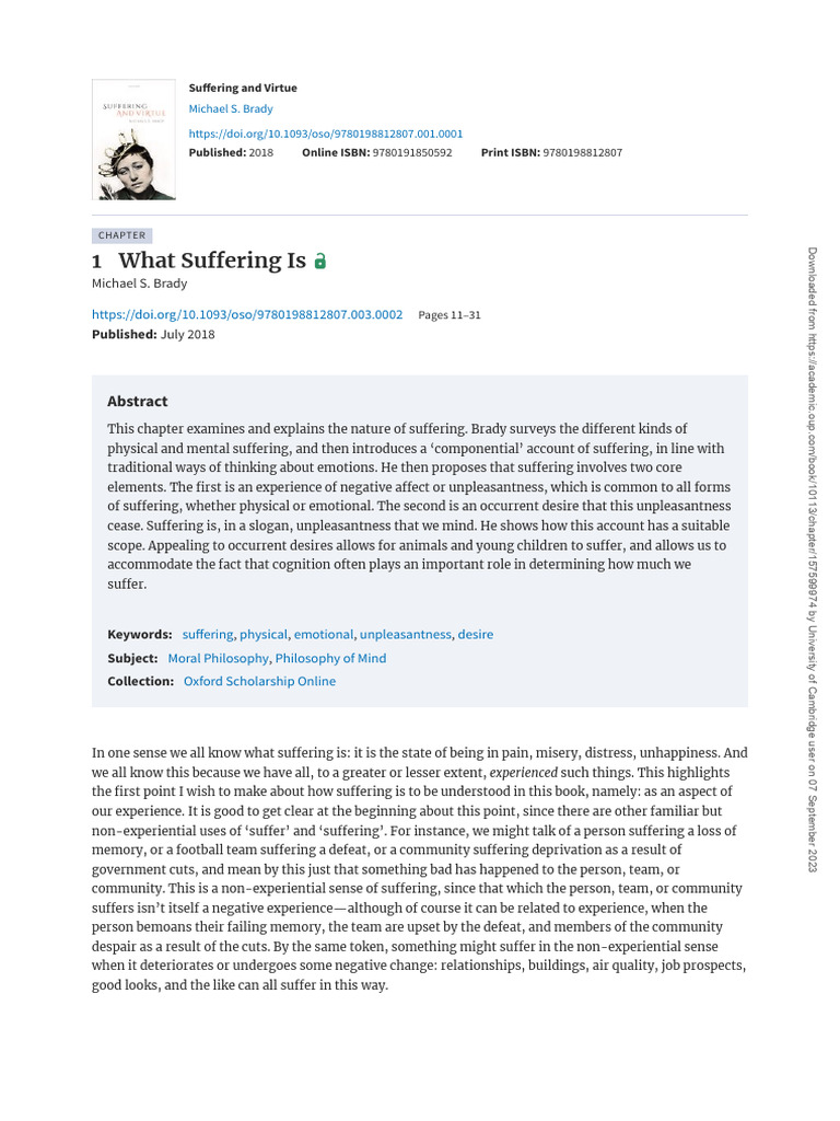 Understanding Suffering: A Philosophical Exploration | PDF | Experience ...