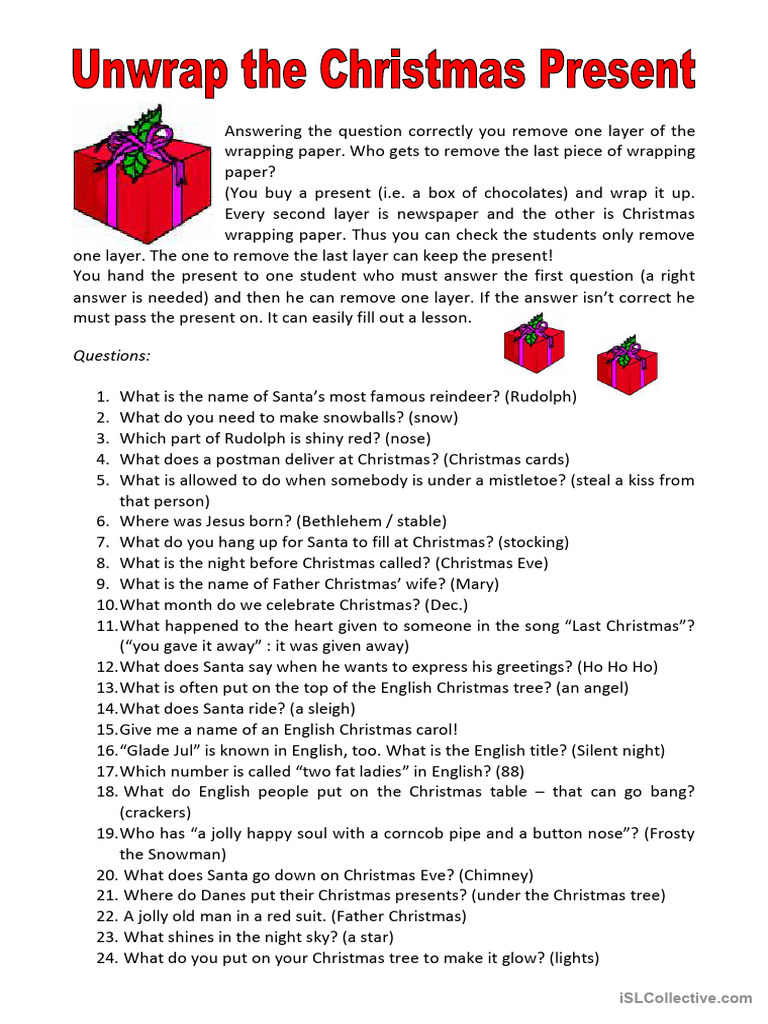 Christmas Quiz Gift Game Instructions | PDF | Santa Claus | Christmas