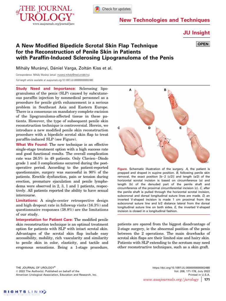 Murányi Et Al 2022 A New Modified Bipedicle Scrotal Skin Flap Technique ...