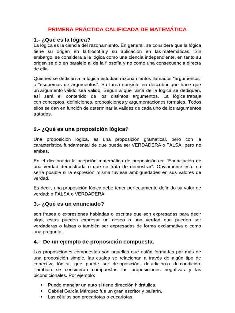 Matematica - Primera Practica | PDF