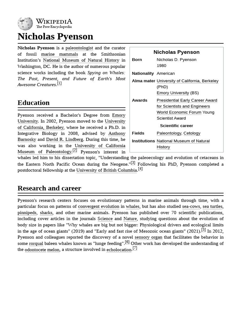 Nick Pyenson: PhD in Integrative Biology | PDF