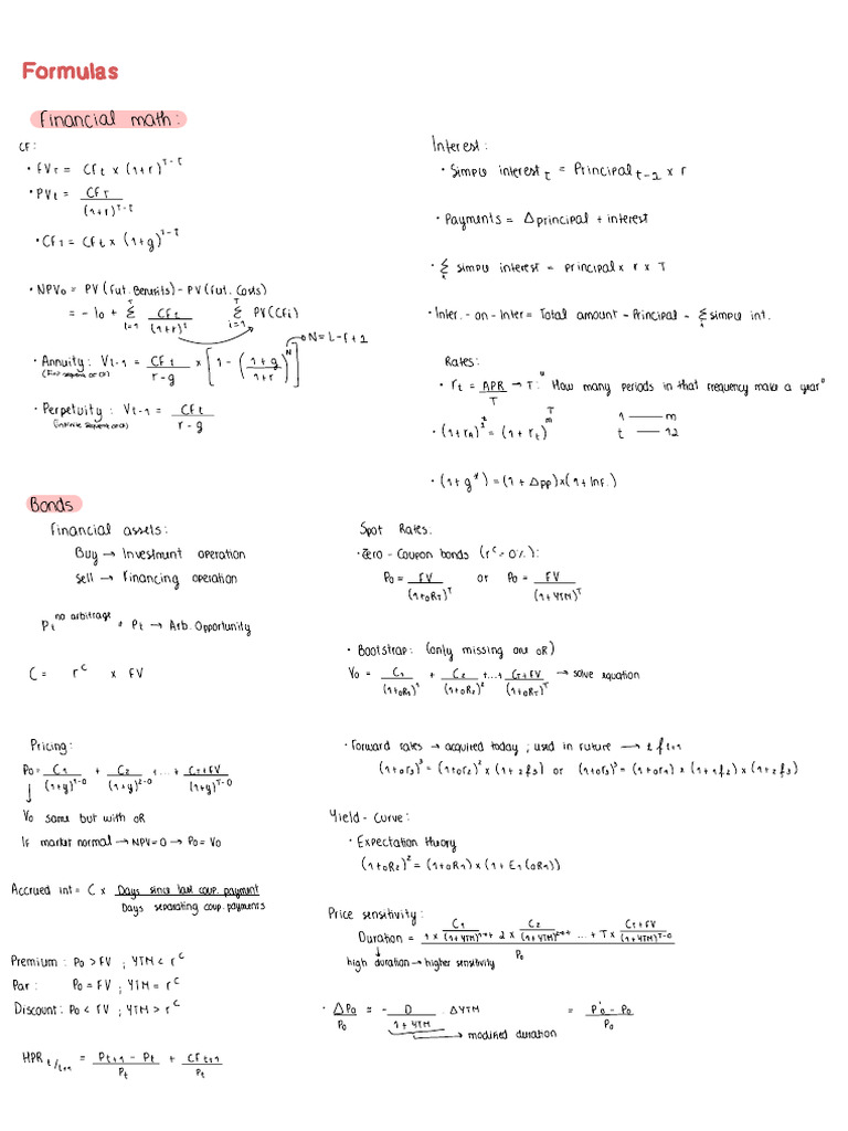 Formulas Finance 2 | PDF | Investing | Actuarial Science