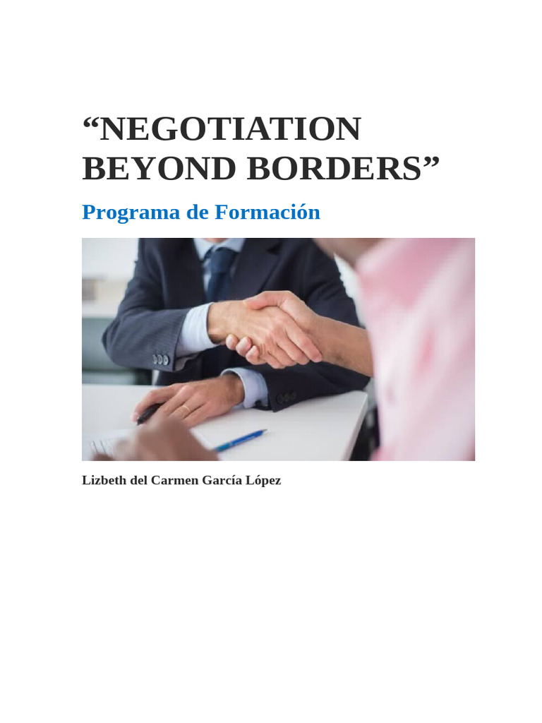 Programa de Formación: "Negotiation Beyond Borders" | PDF | Comunicación | Simulación