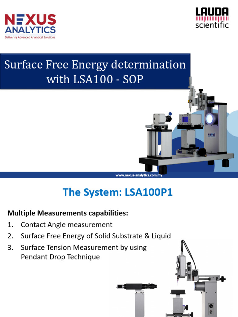 SOP - Lauda Scientific Surface Free Energy Determination (Liquid) | PDF ...