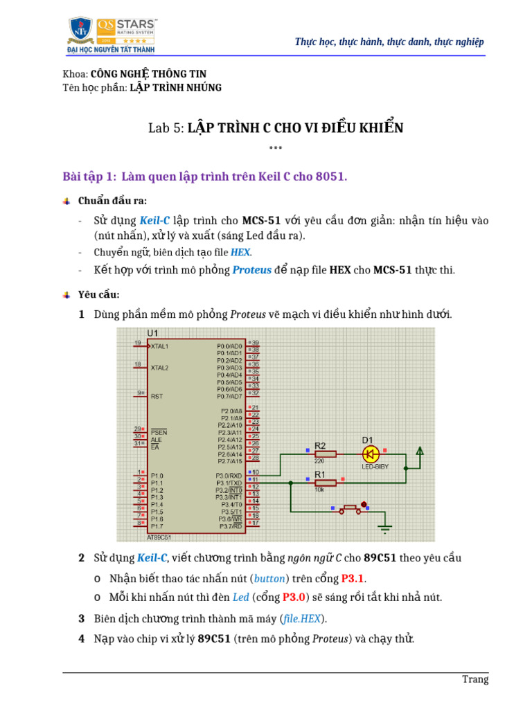 Lab 5-Lap Tring C Cho Vi Dieu Khien | PDF