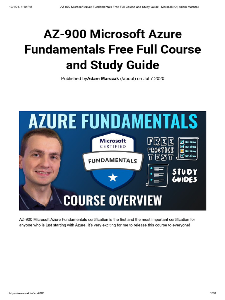 AZ-900 Microsoft Azure Fundamentals Free Full Course and Study Guide ...