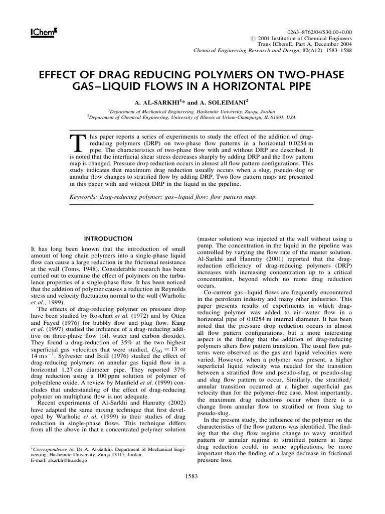 2. Effect of Drag Reducing Polymers on Two-Phase Gas–Liquid Flows in a ...