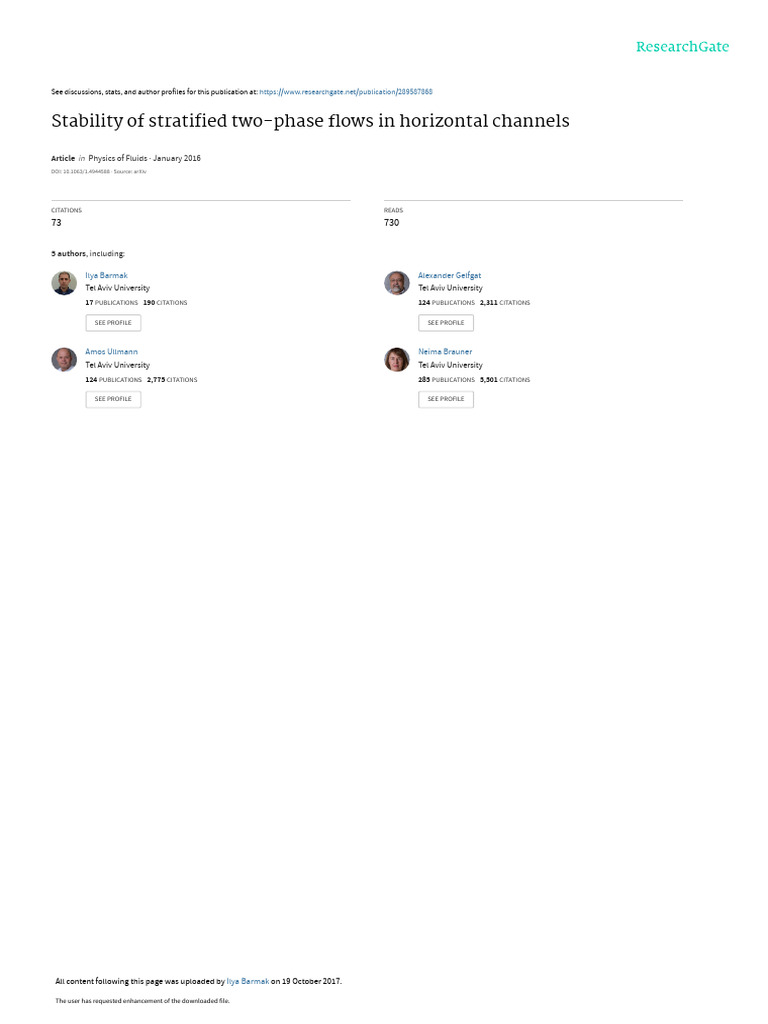 Stability of Stratified Two-Phase Flows in Horizontal Channels | PDF ...