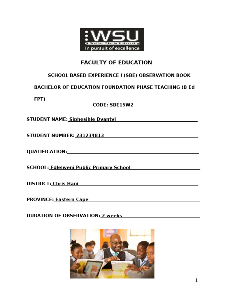 School Based Experience Observation Guide | PDF | Learning | Teachers