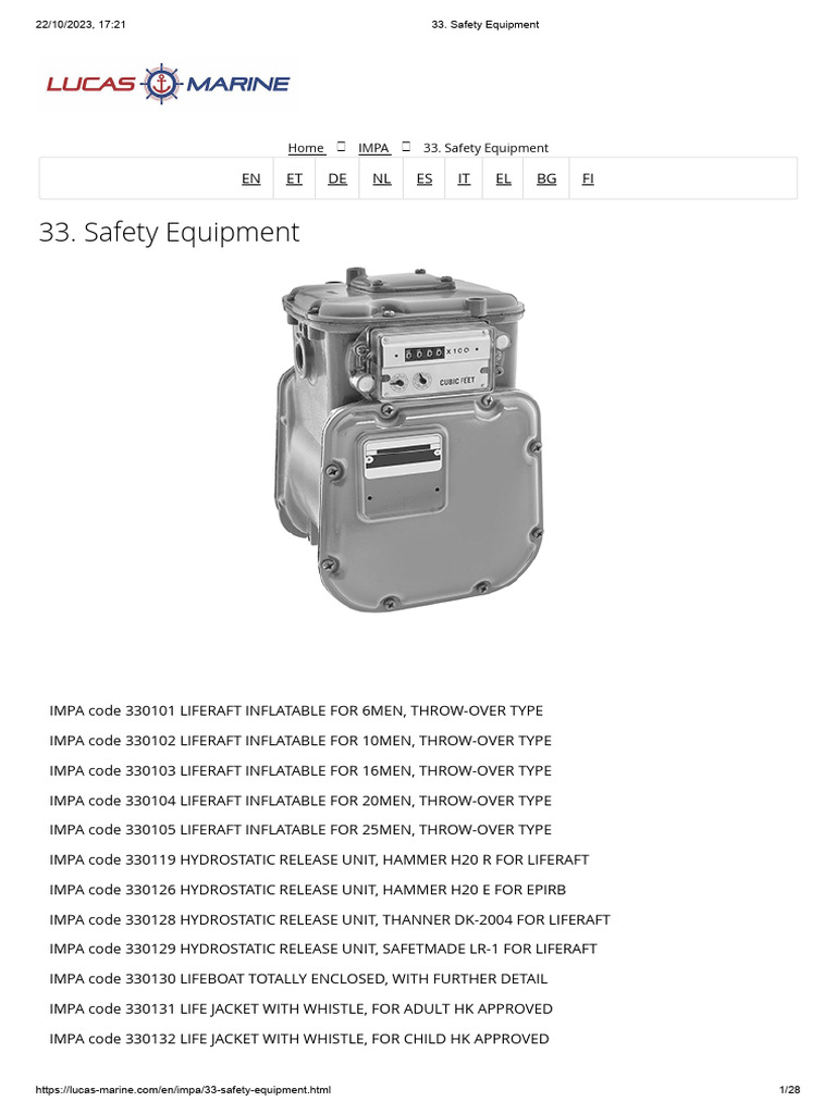 Safety Equipment Impa Code | PDF | Rechargeable Battery | Battery Charger