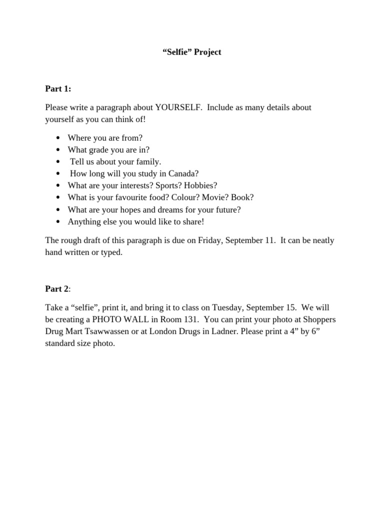 Selfie | PDF