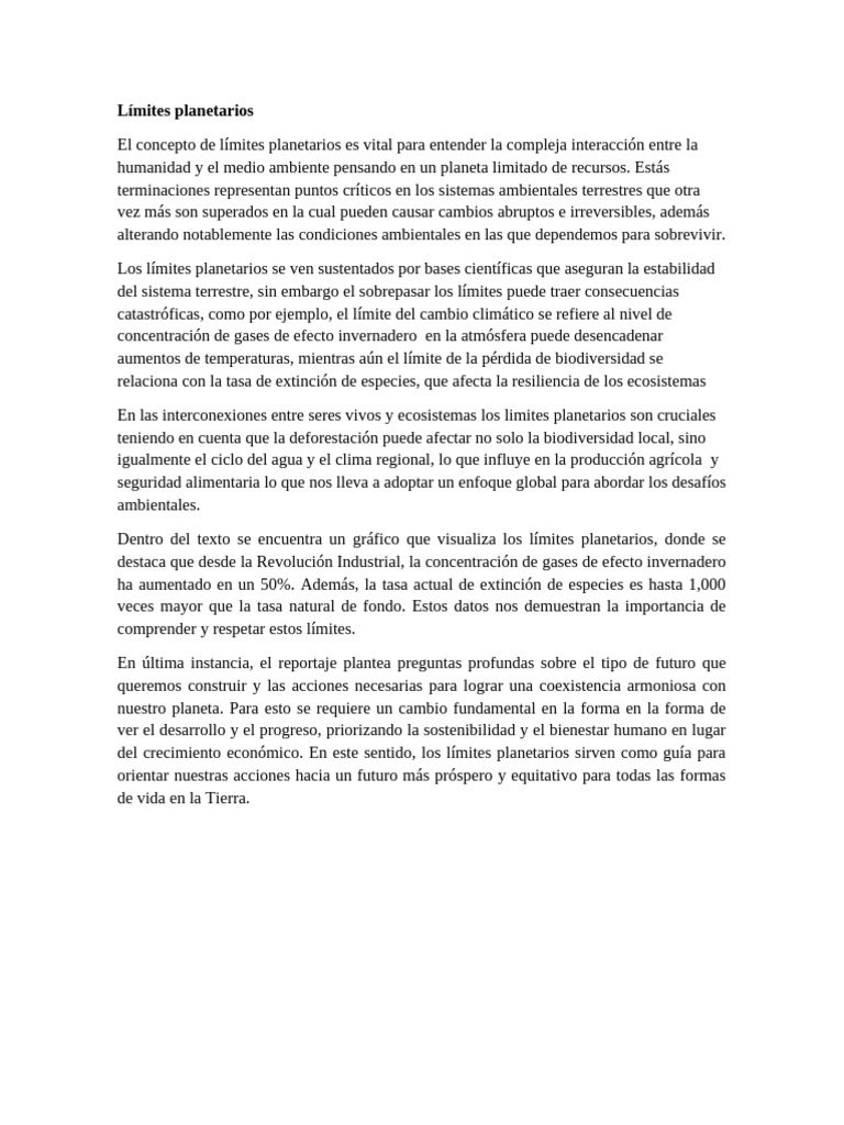 Limites Planetarios Resumen | PDF