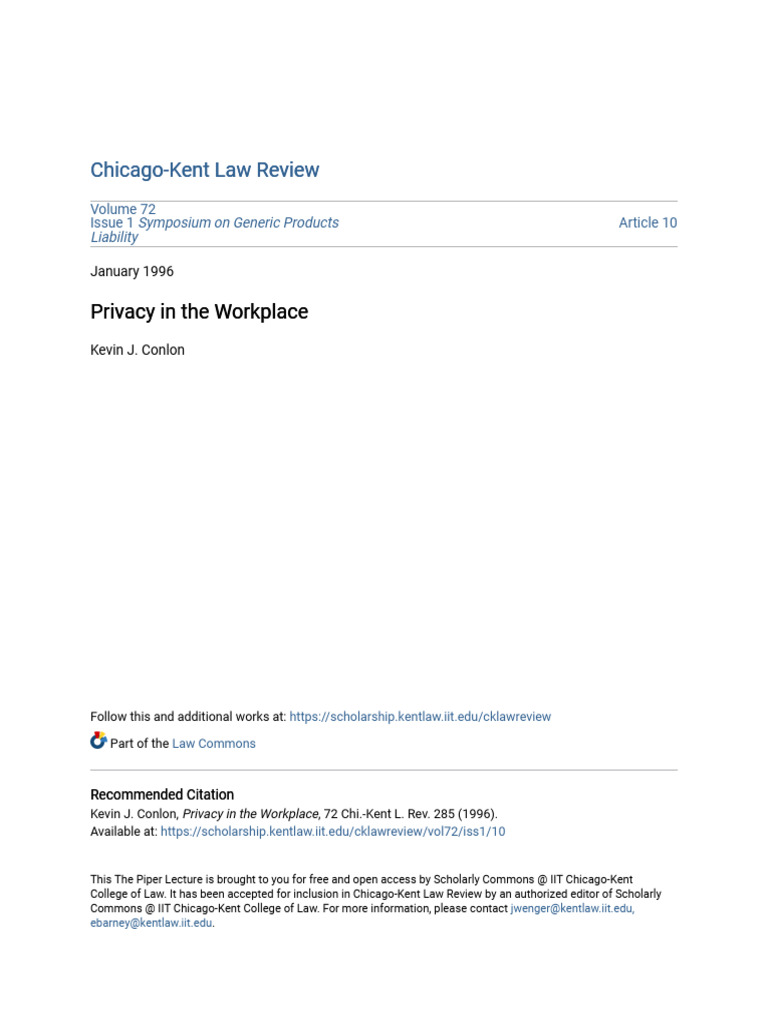 Workplace Privacy and Monitoring Issues | PDF | Griswold V. Connecticut ...