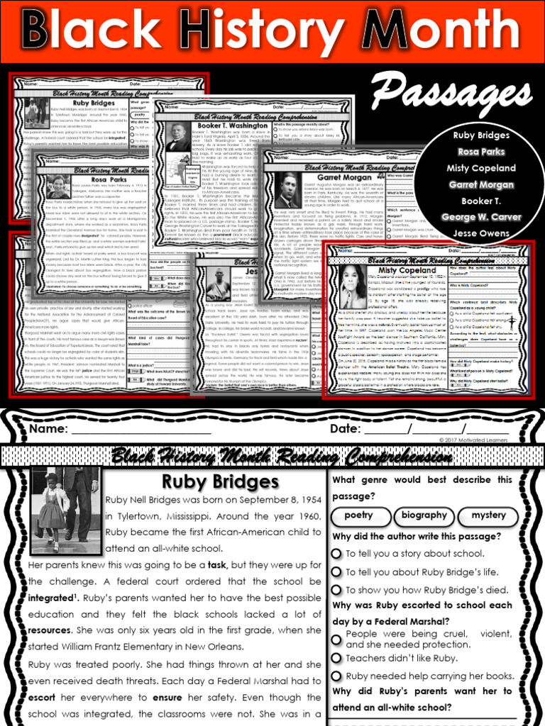 Passages: Ruby Bridges Rosa Parks Misty Copeland Garret Morgan Booker T ...