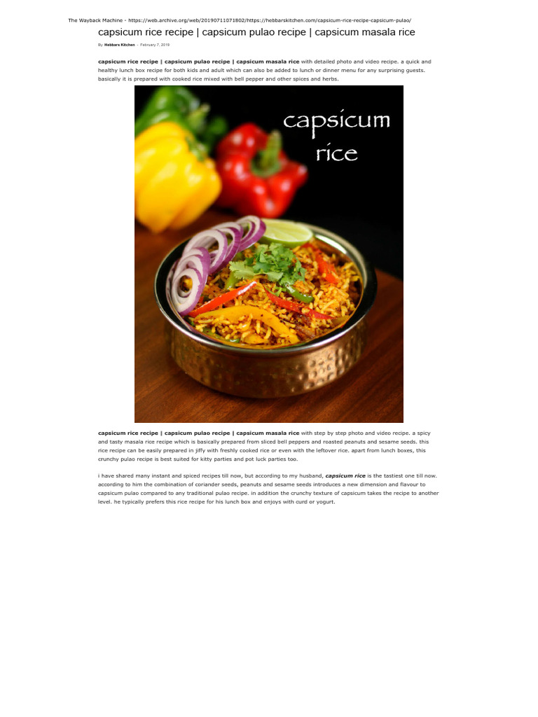 Easy Capsicum Rice Pulao Recipe | PDF | Capsicum | Curry