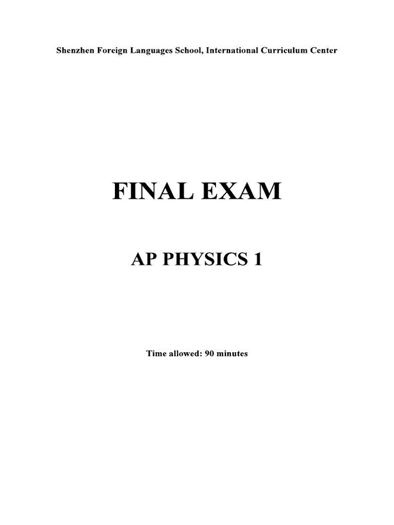S1 Final Exam Physics 1 PDF | PDF | Force | Gravity