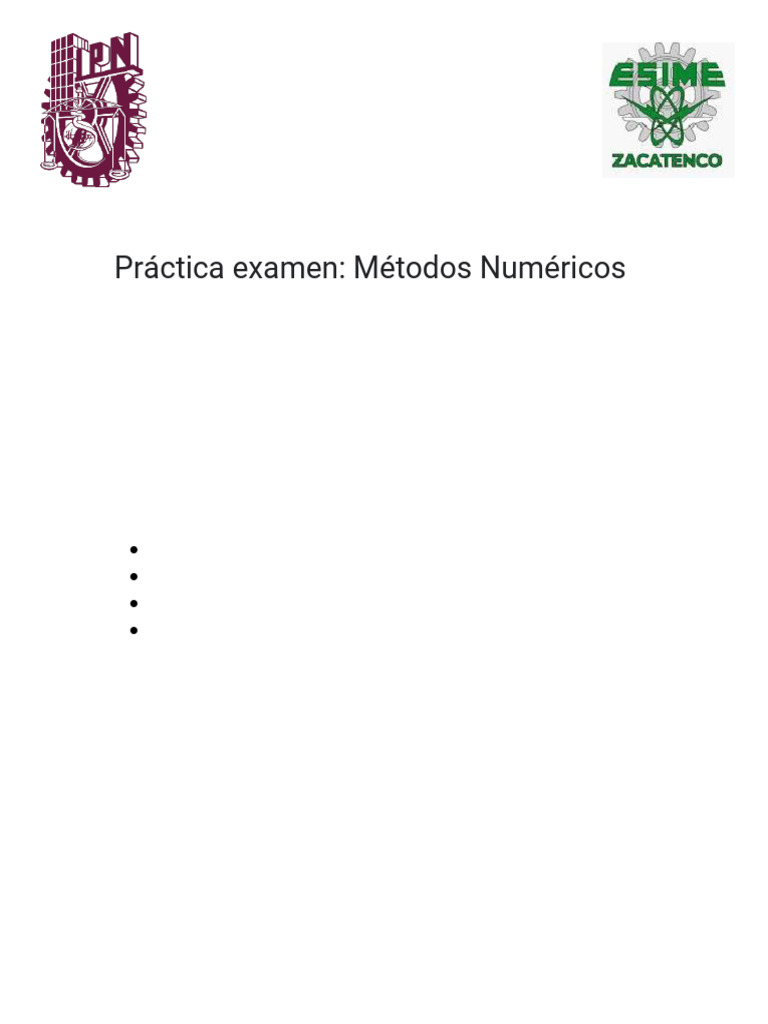Práctica Examen Metodos Numericos-1 | PDF | Mínimos cuadrados | Análisis de regresión