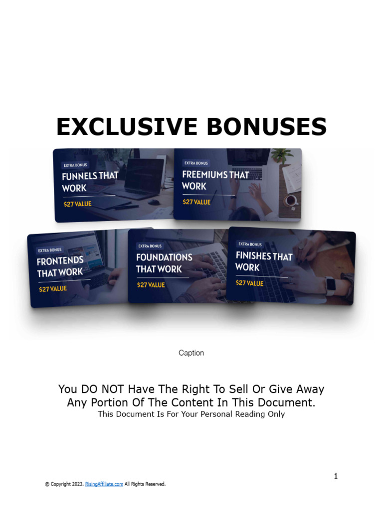 EXCLUSIVE BONUSES | PDF | Brainstorming | All Rights Reserved