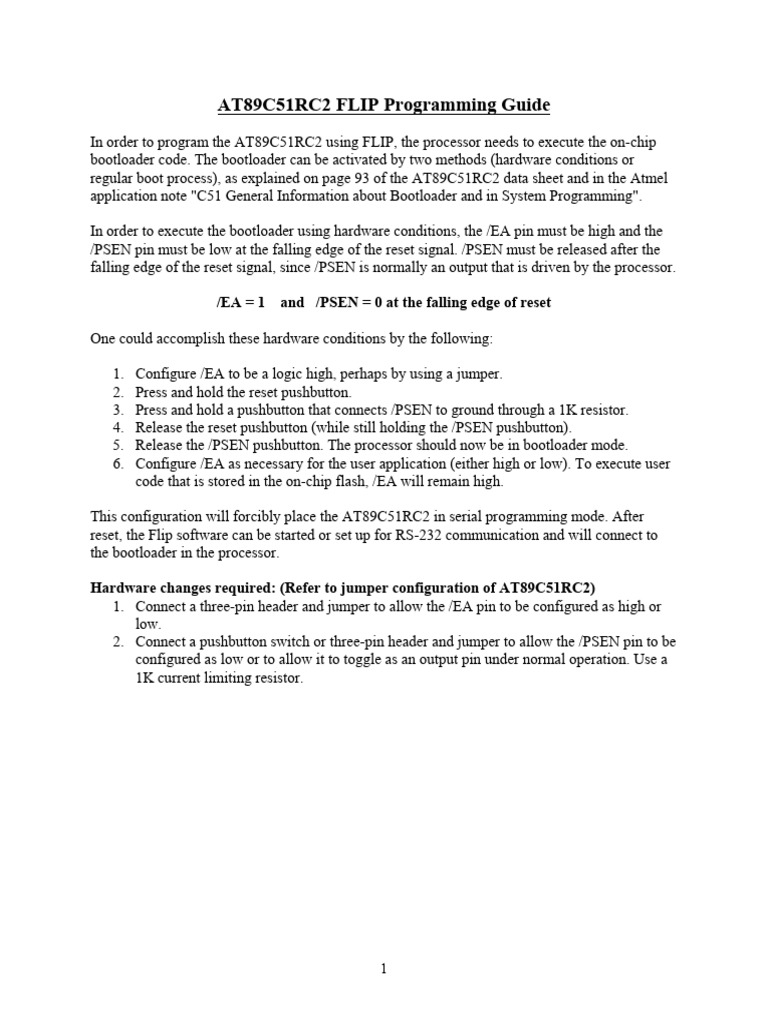 AT89C51RC2 FLIP Programming Guide | PDF | Booting | Office Equipment