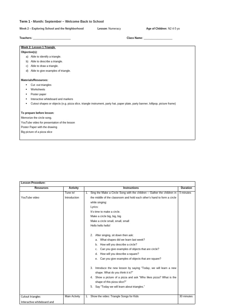 Numeracy Lesson Plan | PDF | Classroom Management | Shape