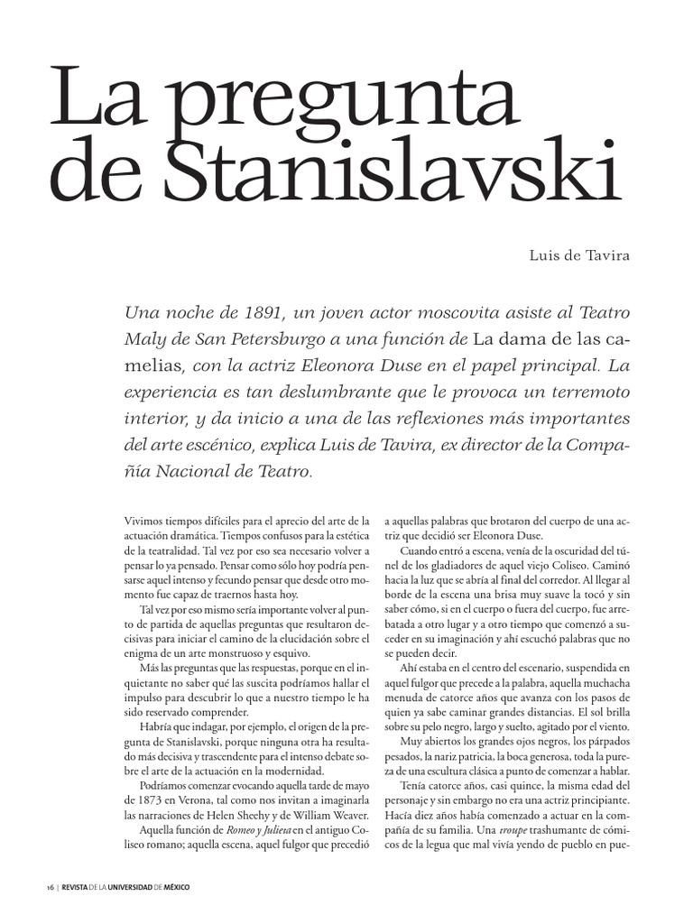 La Pregunta de Stanislavski Libro | PDF | Interino | Teatro