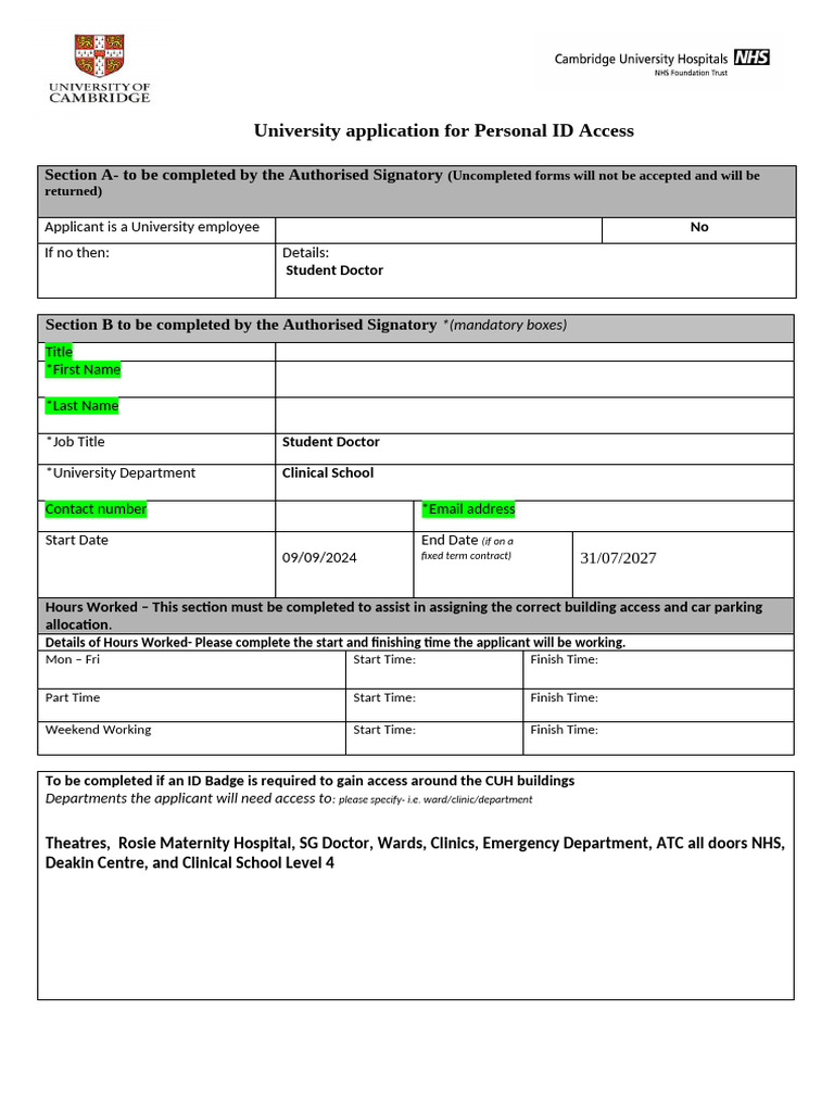 Access Form 2024 | PDF