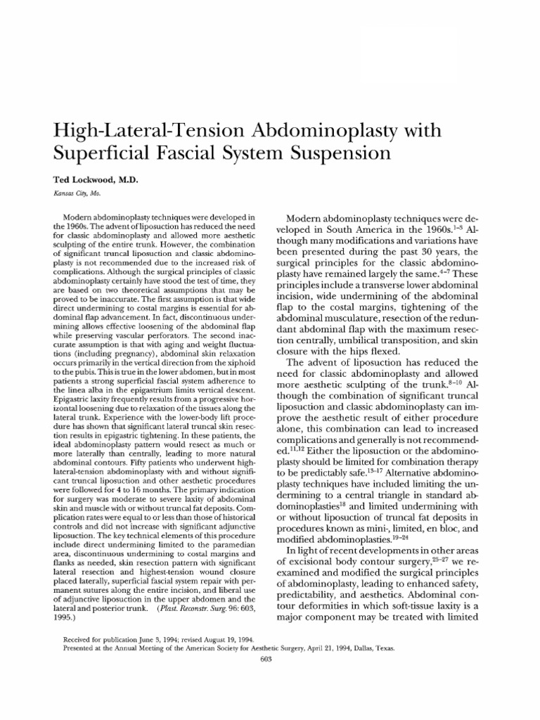 Abdominoplastia de Alta Tensión Lateral. 1995 | PDF