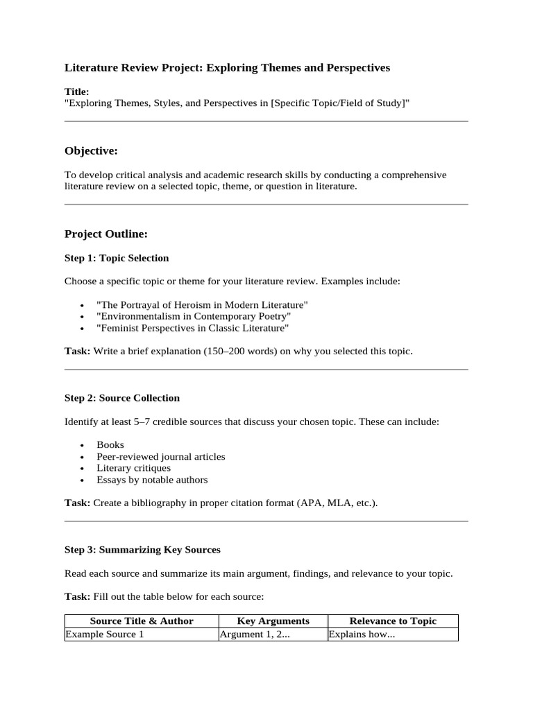Literature Review Project | PDF | Critical Thinking | Methodology