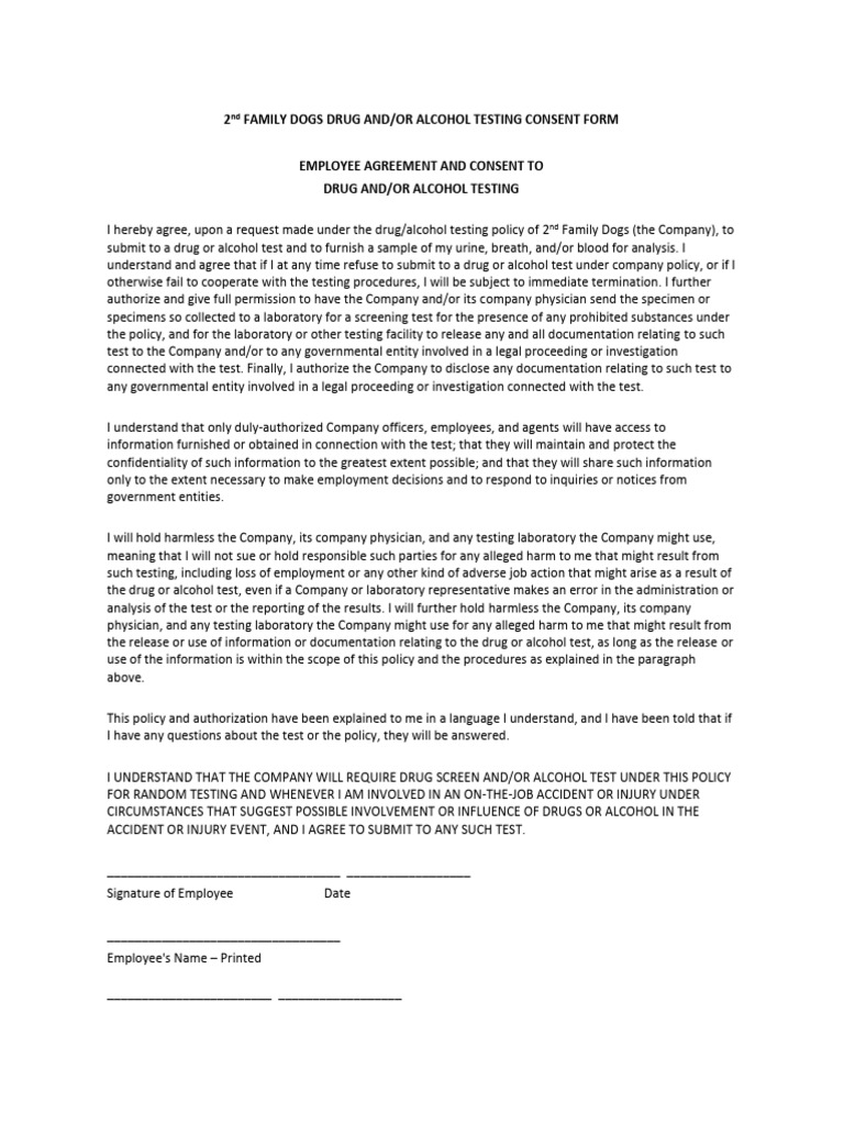 Drug Consent Form | PDF | Policy