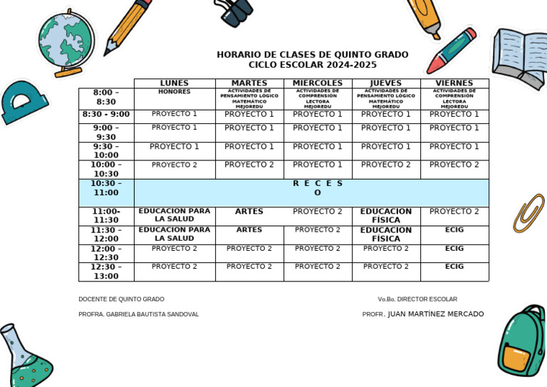 Horario Escolar 2 | PDF