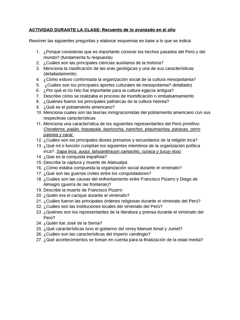 Actividad Durante La Clase | PDF