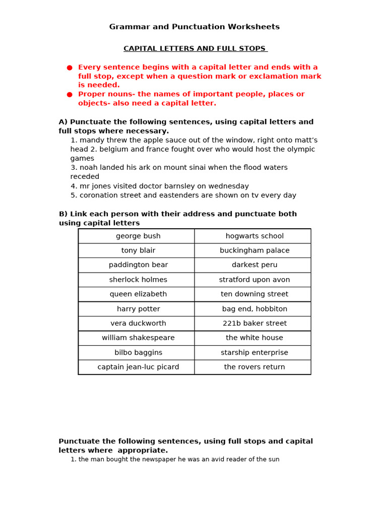 spag-activity-sheets | PDF | Sentence (Linguistics) | Subject (Grammar)