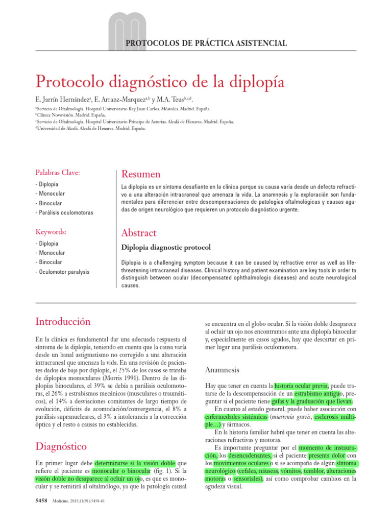 Diplopía | PDF | Oftalmología | Enfermedades y trastornos