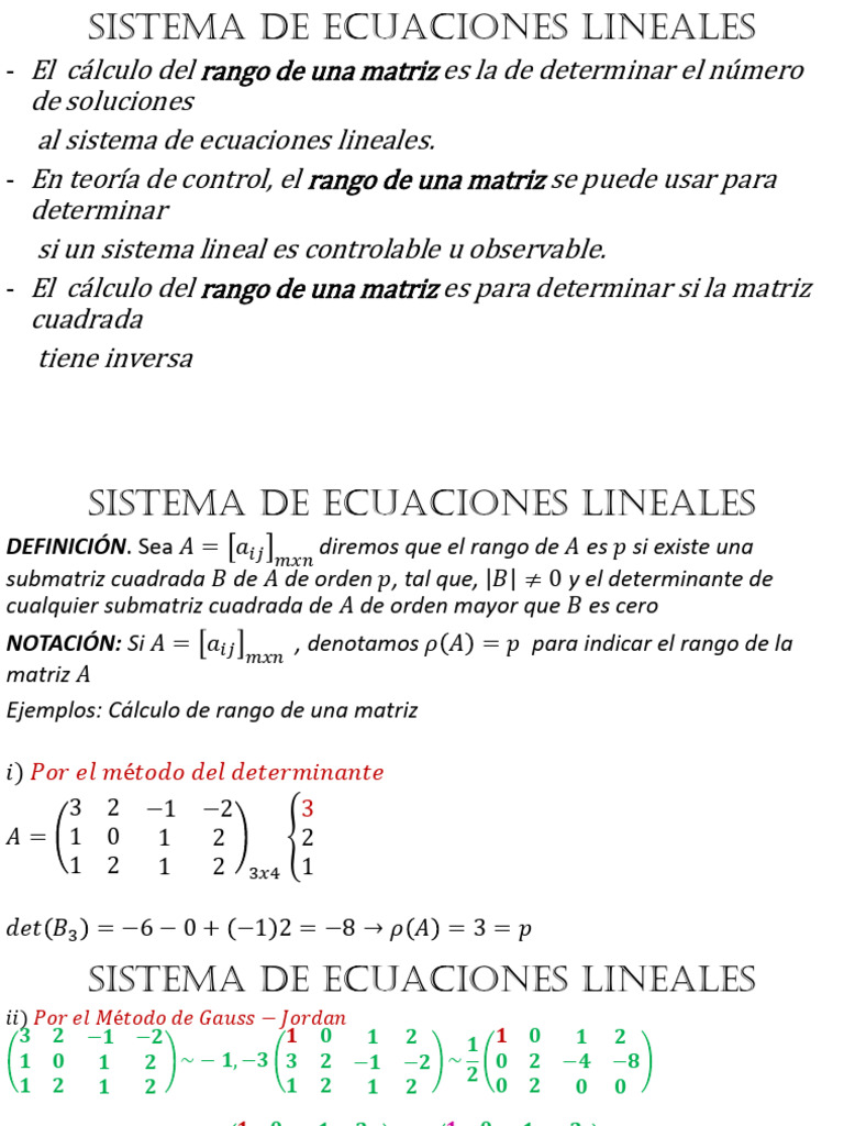 SIST DE ECUAC LIN DAPH | PDF | Matriz (Matemáticas) | Matemáticas De La Computación