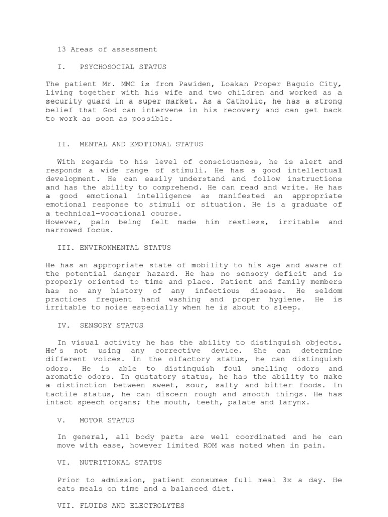 13 Areas of Assessment