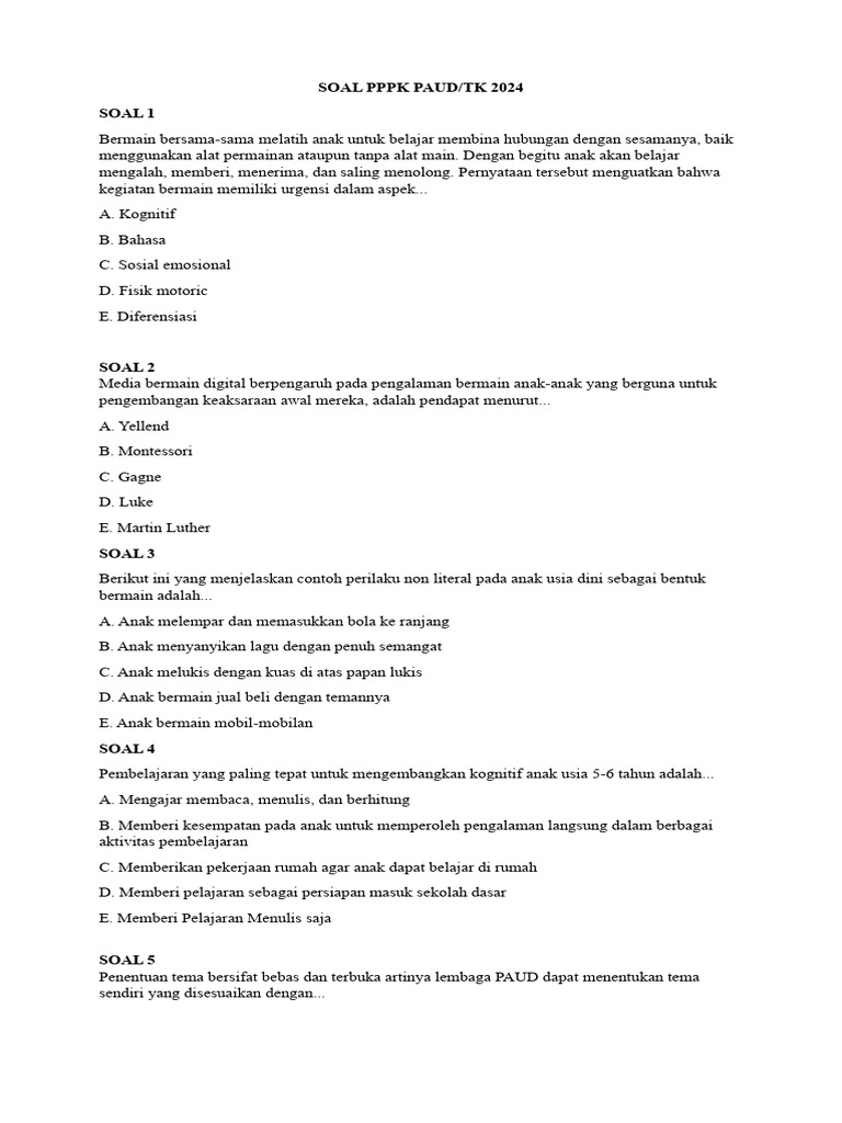 Soal Paud | PDF