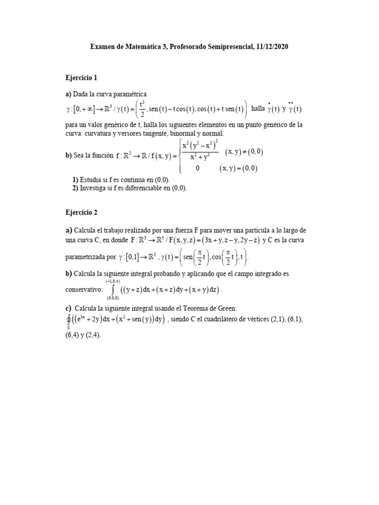 Examen Matemática Avanzada | PDF