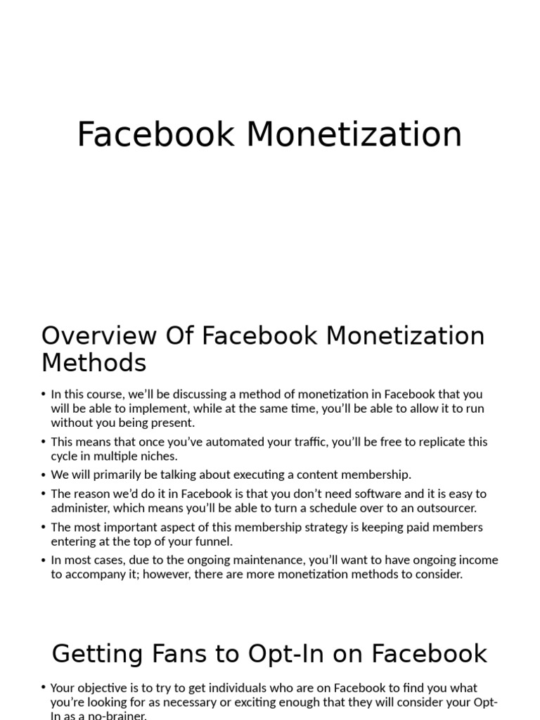 Facebook Monetization Final | PDF | Facebook | Computing