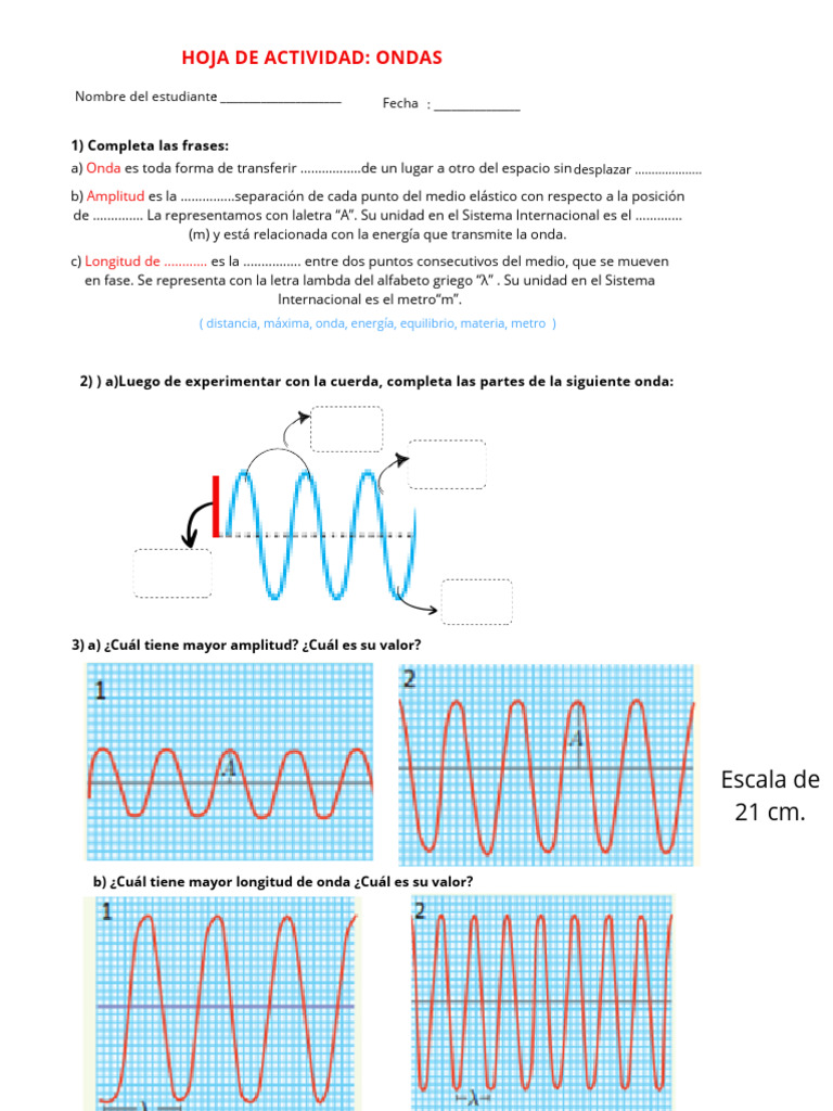Hoja de Actividad Ondas. | PDF