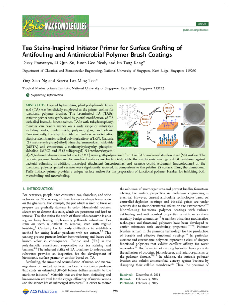 Tannic Acid-Based Primer for Polymer Brushes | PDF | X Ray ...